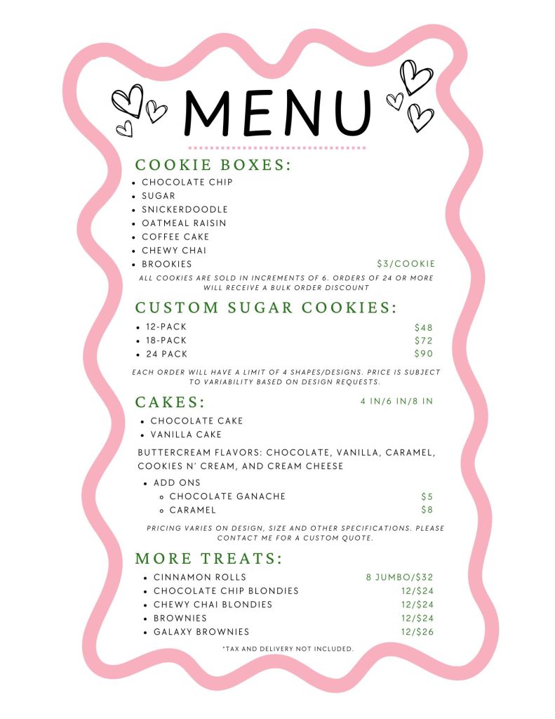 Dessert Menu - Lulu's Bakery